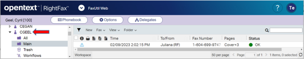 RightFax (Web browser App) - Delegate & User Permissions – Help Center